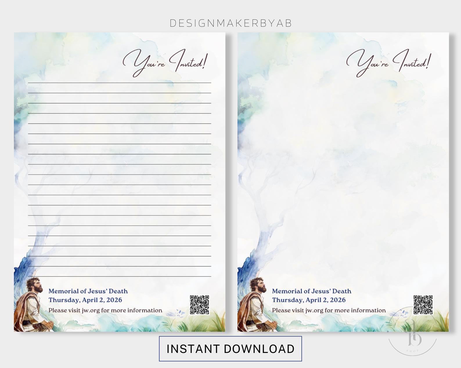 JW Memorial Invitation, JW Letter Writing Paper Letterhead, Luke 22 19 ...