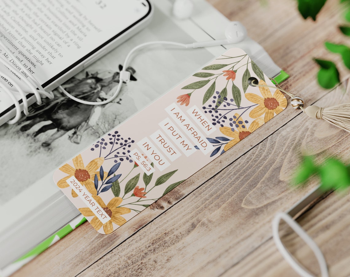 JW Printable Bookmarks Gifts, 2024 Year Text Bookmark, Psalms 56:3, Jw Gift, Printable Floral ...