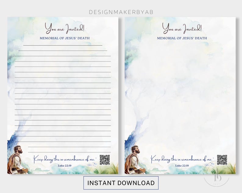 JW Memorial Invitation, JW Letter Writing Paper Letterhead, Luke 22 19 ...