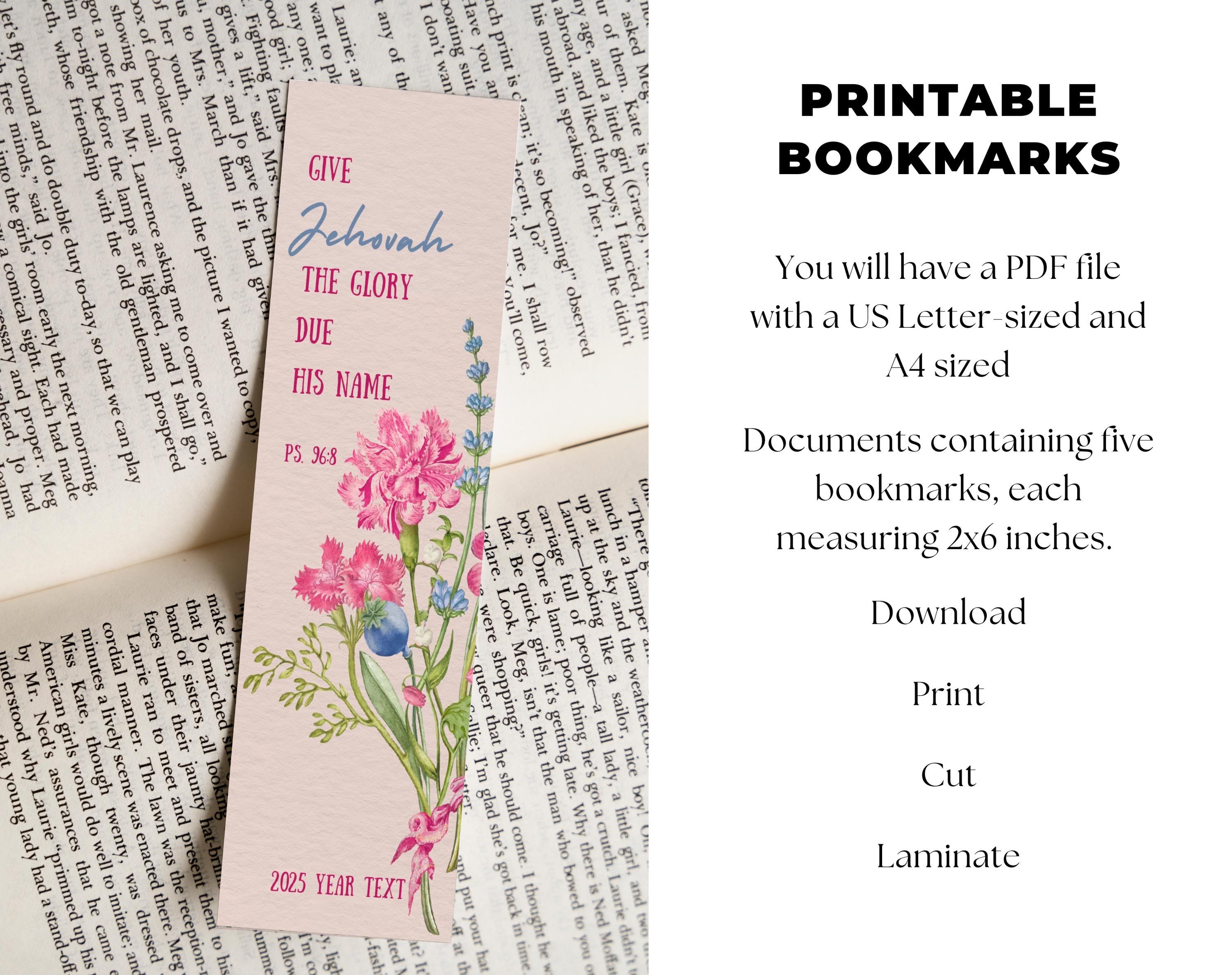 JW Printable Bookmarks Gifts, 2025 Year Text Bookmark, Psalms 96:8, Jw ...