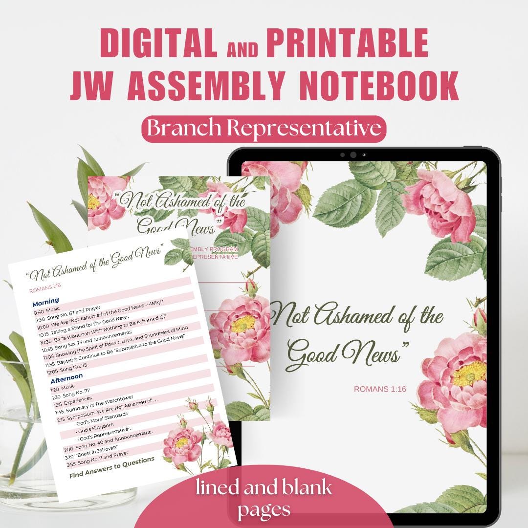 JW Printable Assembly Notebook Digital Not Ashamed of Good News 2024 ...