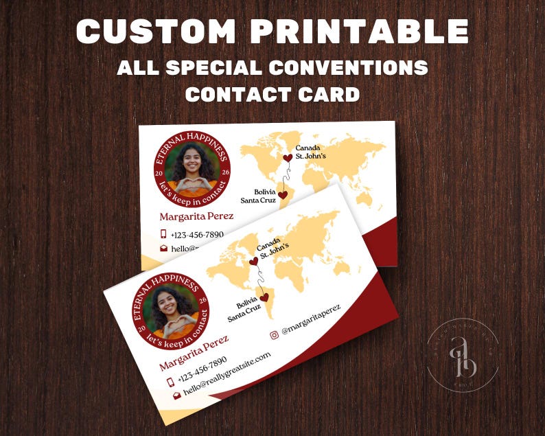 Personalized Special Convention Contact Card, Eternal Happiness 2026 ...