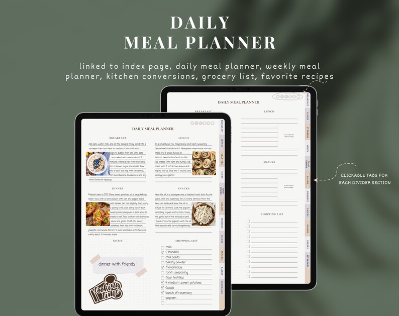 Digital Recipe Book for Goodnotes Digital Ipad Recipe - Etsy