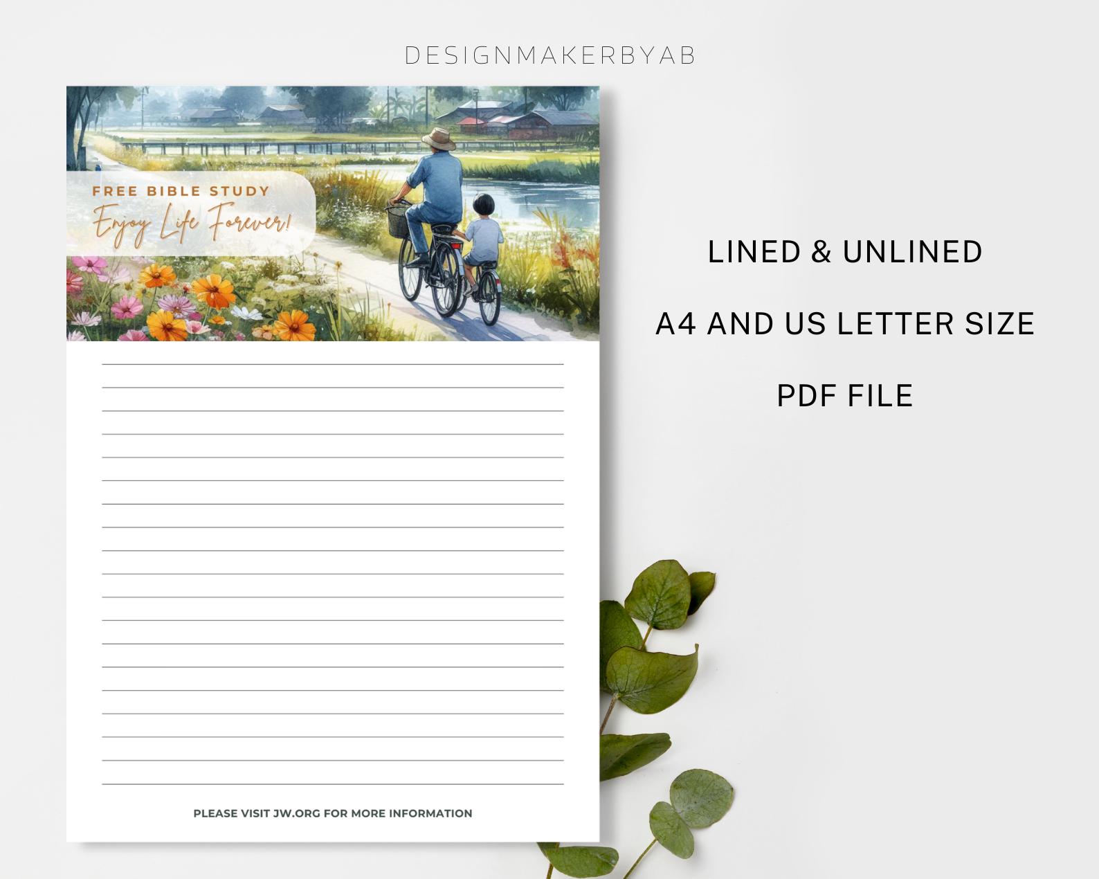 JW Letter Writing Stationery, Bible Study Printable Invitation, A4&US ...