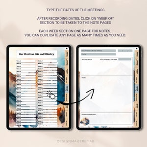JW Meeting Digital Workbook, Notebook Journal Undated for One Year for ...