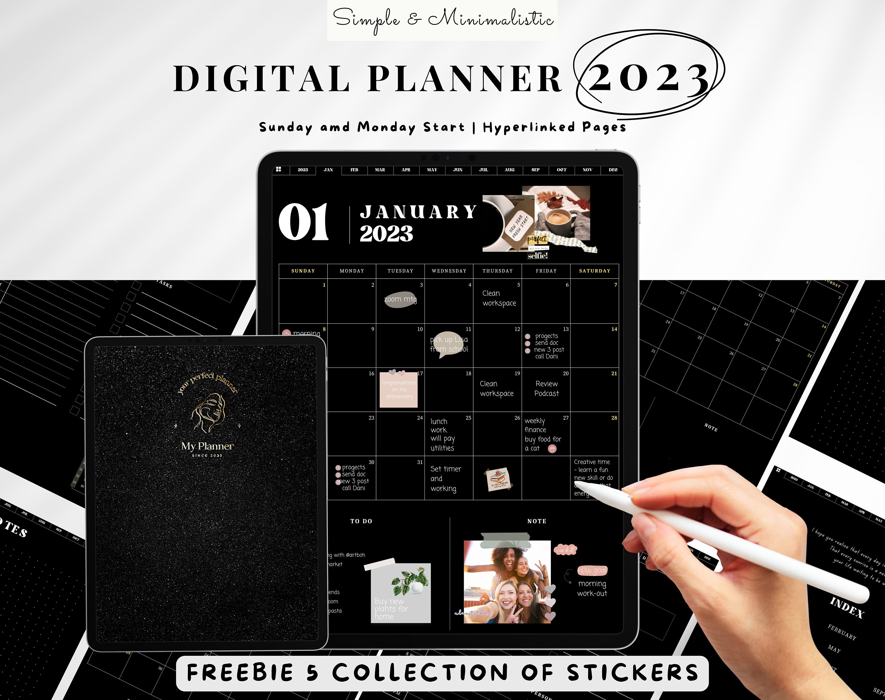 2023 Dark Mode Digital Planner Goodnotes Black Planner iPad - Etsy