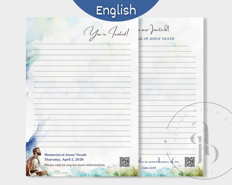 JW Memorial Invitation, JW Letter Writing Paper Letterhead, Luke 22 19 ...