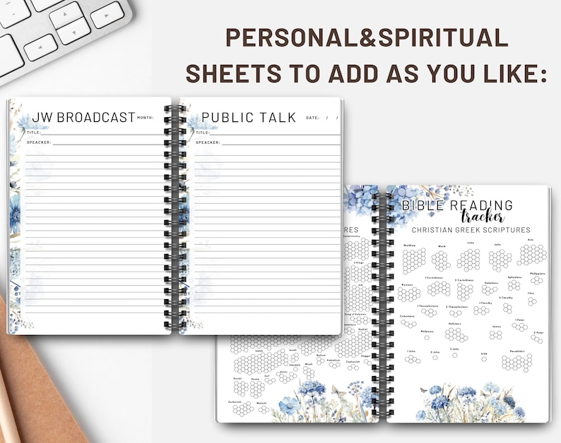 JW Printable Planner 2026, Study and Service Notebook, Floral Journal ...
