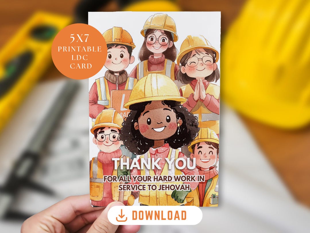 Thank You LDC Printable Card, JW Gifts, Encouragement Greeting Card for Construction Projects ...