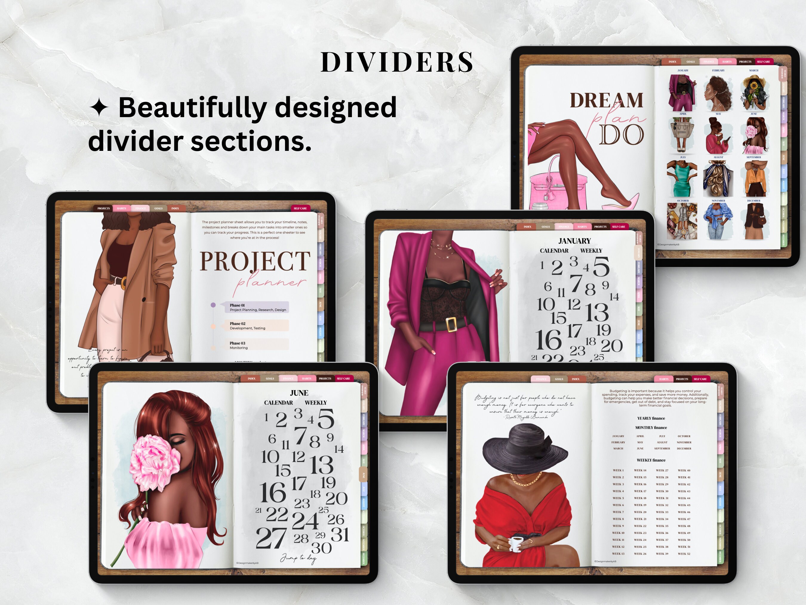 Black Girl Digital Planner Undated Girl Boss Planner Journal - Etsy