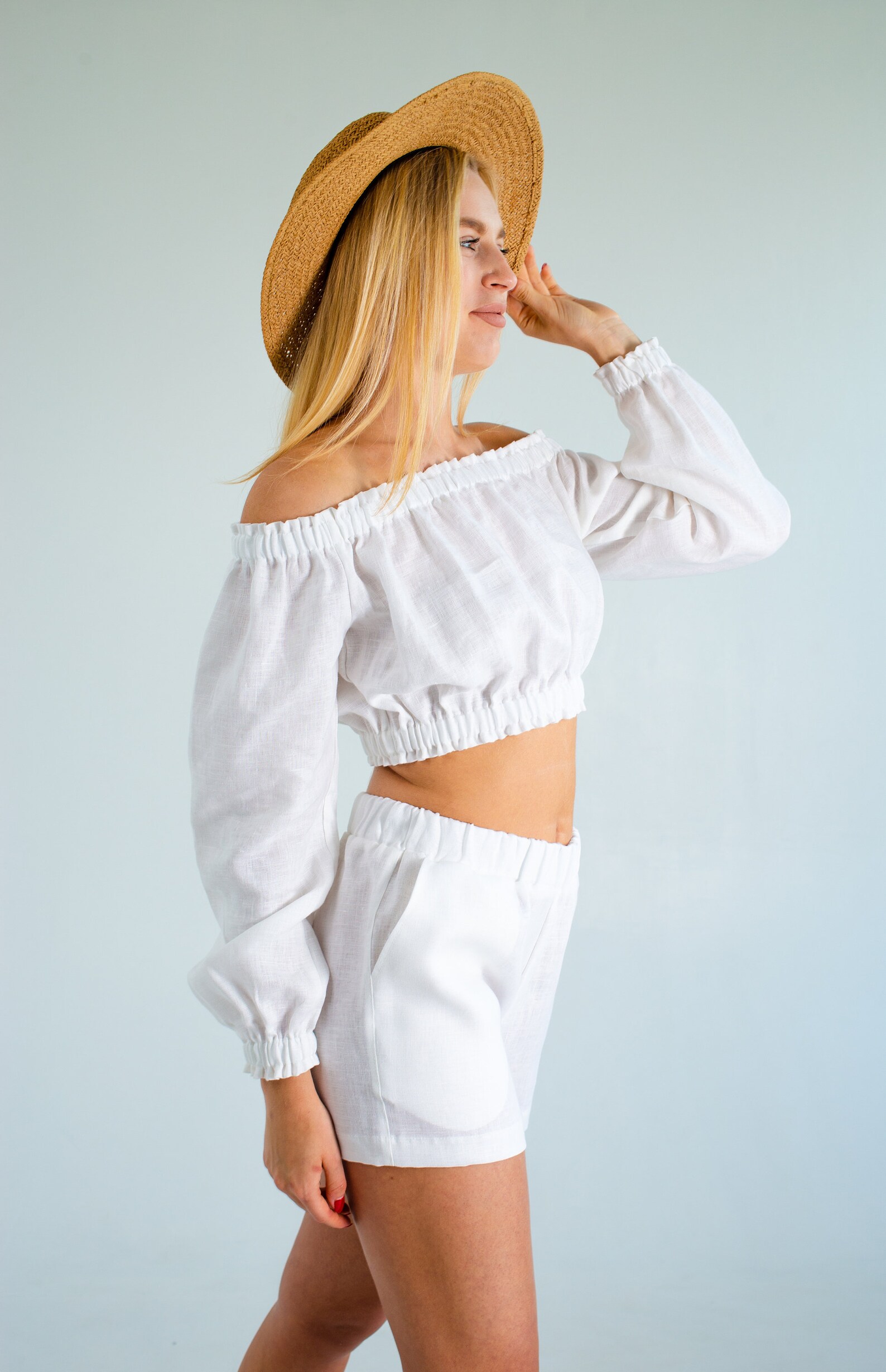 Linen Shorts With Pockets For Womenlinen Shorts Women White Etsy