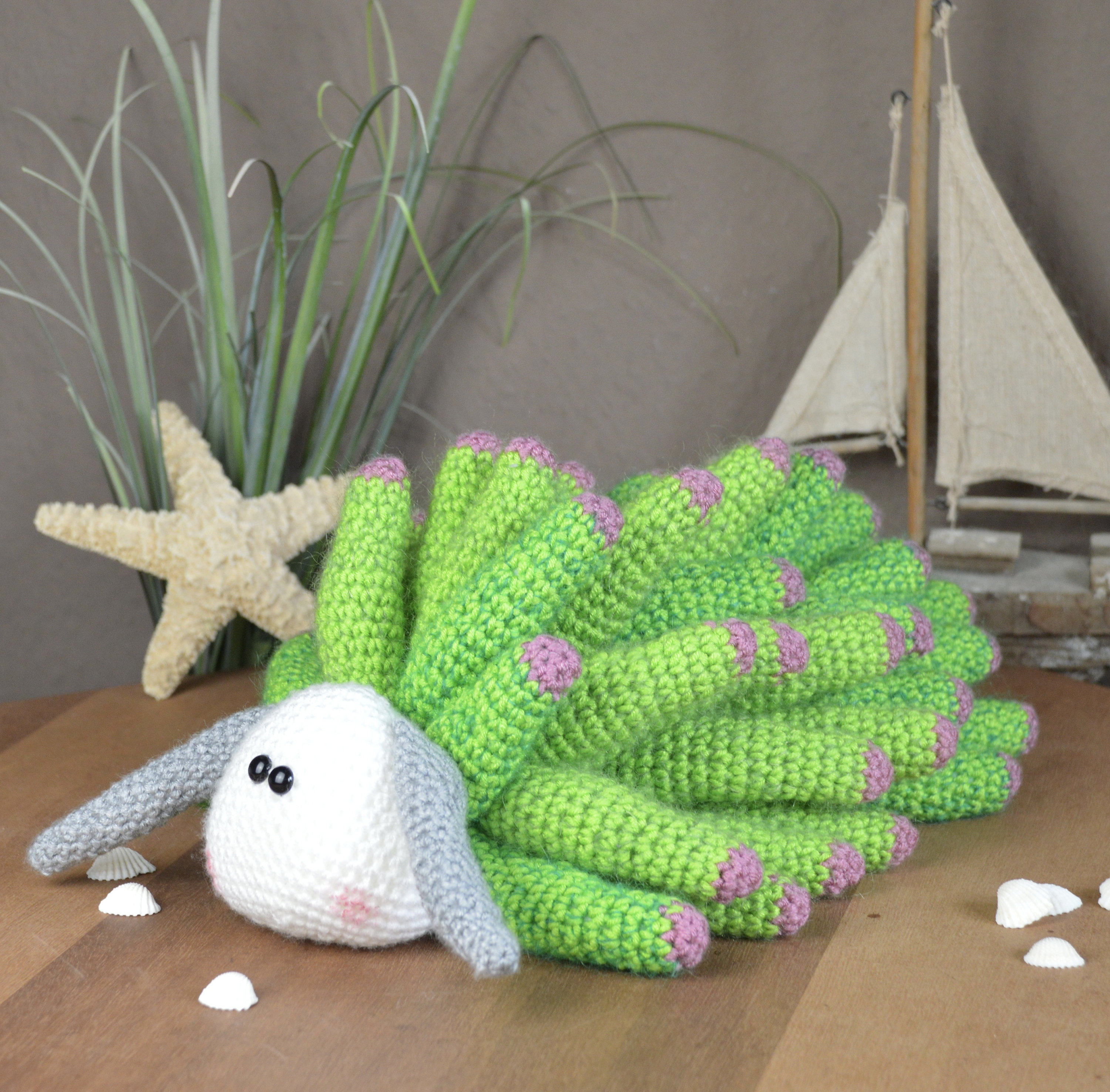 Crochet Pattern Leaf Sheep Snail, Funny Sea Creature, Large Amigurumi ...