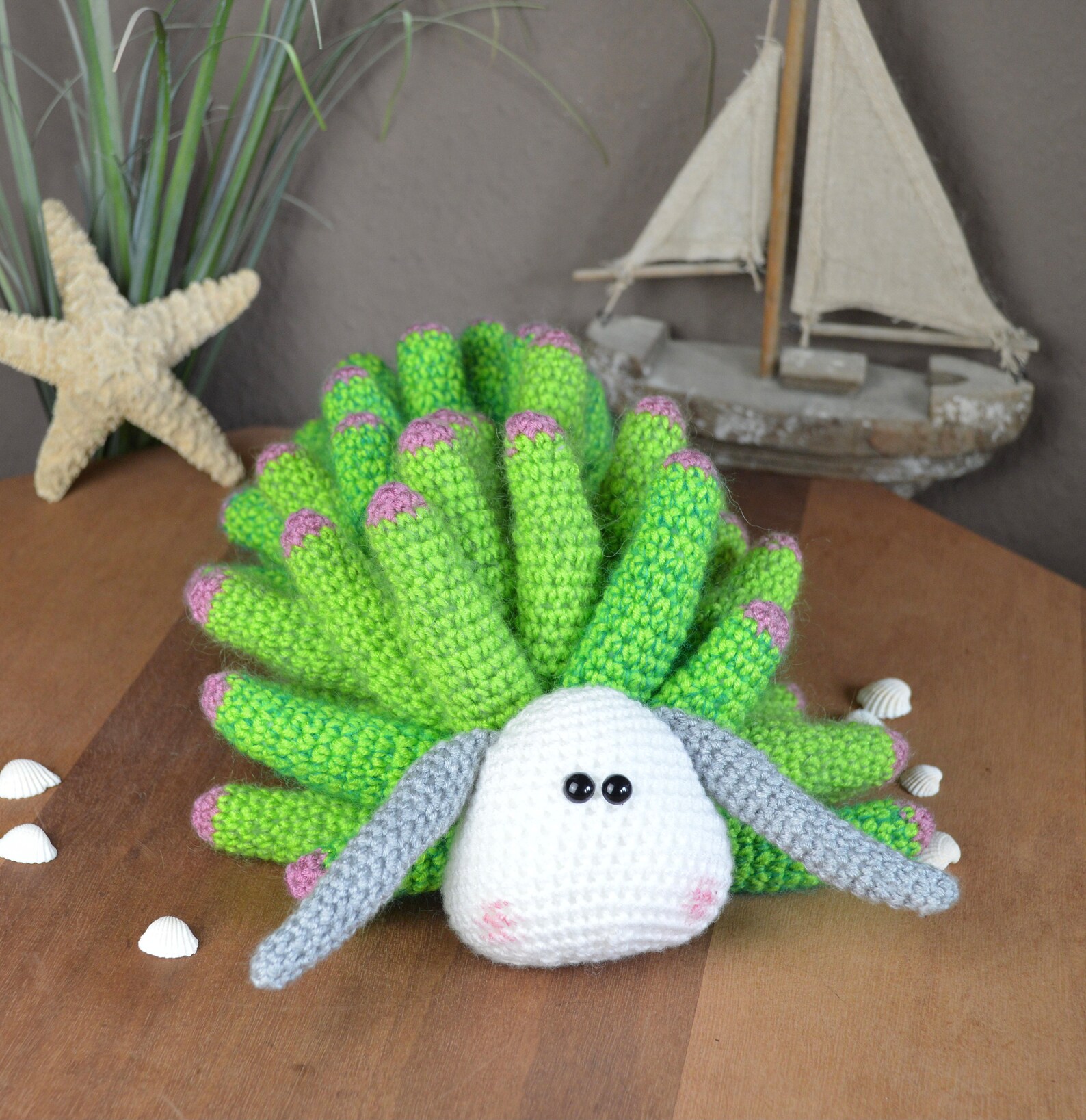 Crochet Pattern Leaf Sheep Snail, Funny Sea Creature, Large Amigurumi ...