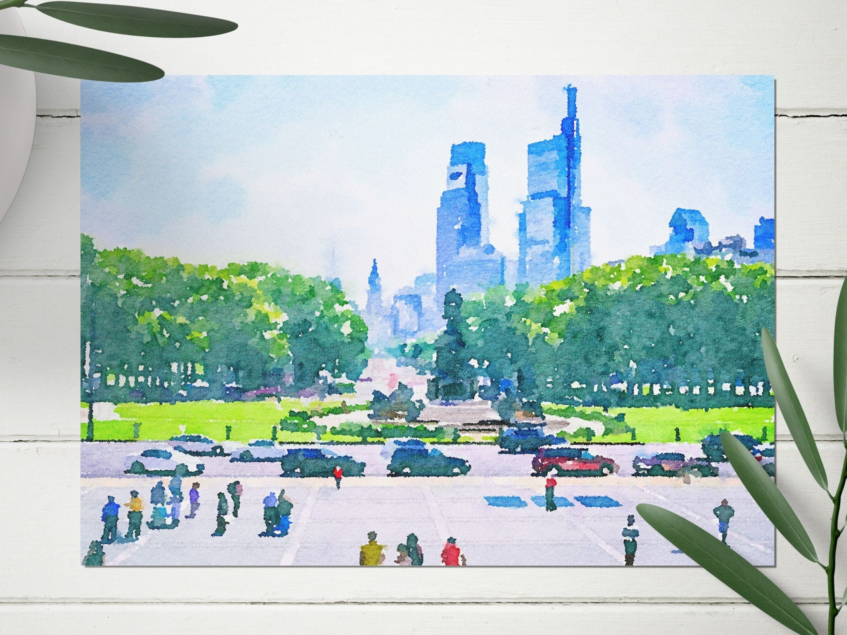 Philadelphia Impressionist Watercolor Print, Pennsylvania Wall Art ...