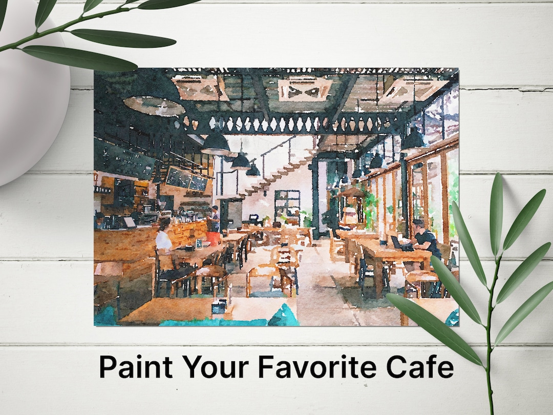 Paint Your Favorite Cafe & Restaurant, Custom Storefront Watercolor ...