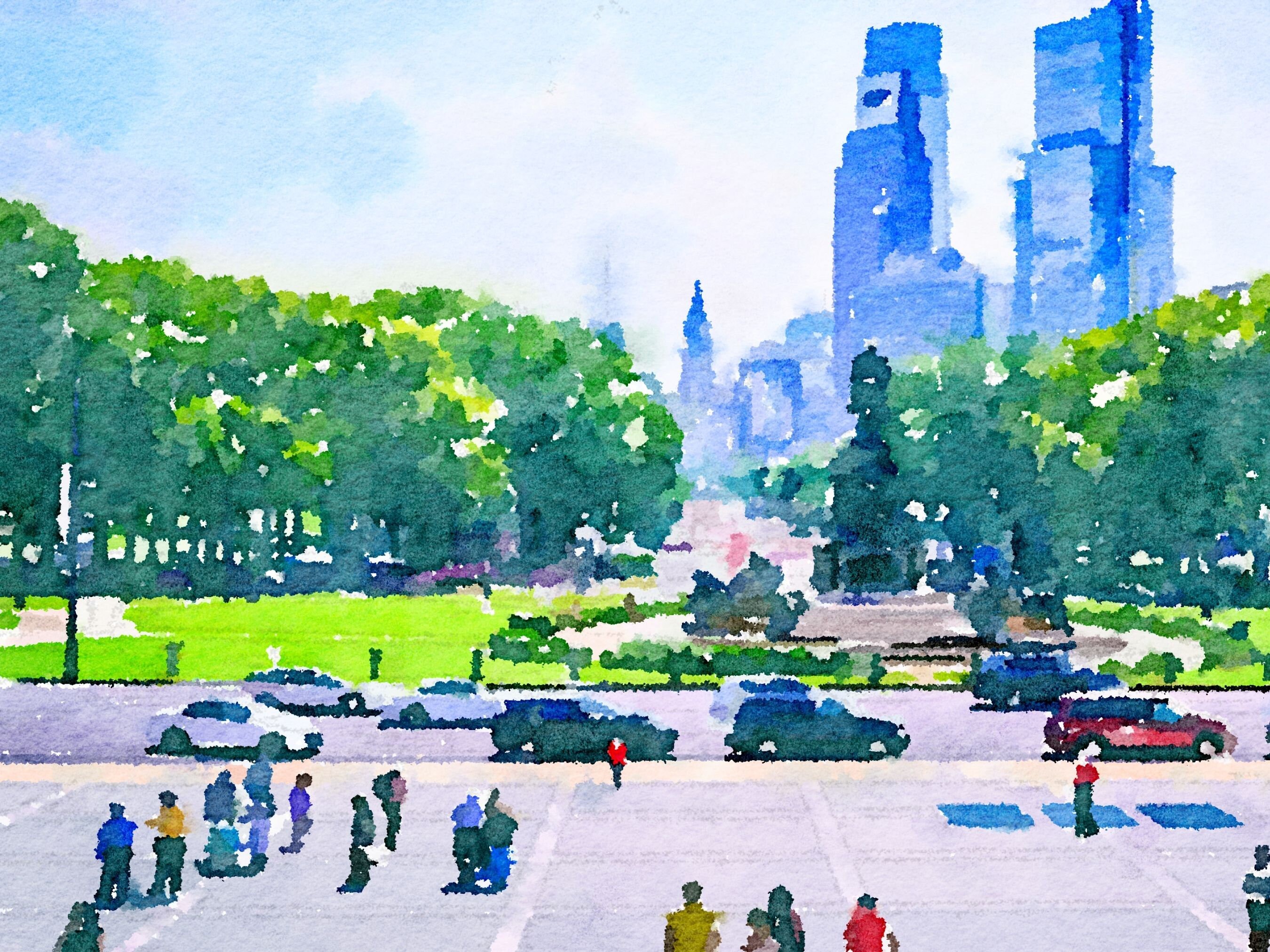 Philadelphia Impressionist Watercolor Print Pennsylvania Wall - Etsy