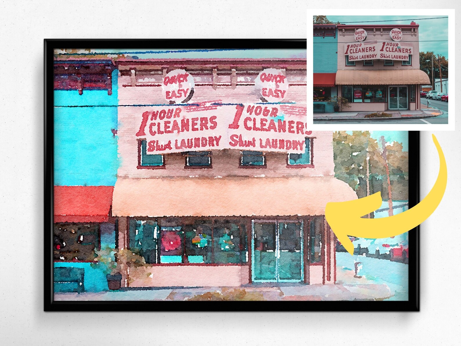 Custom Storefront Watercolor Painting, Personalized Restaurant Painting ...