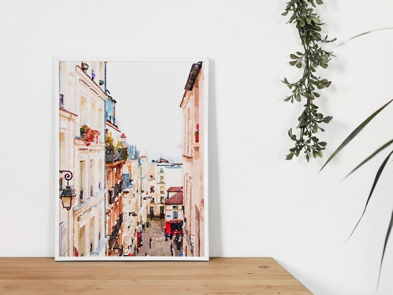 Paris Alley Watercolor Print, France Street View Painting, Eiffel Tower ...