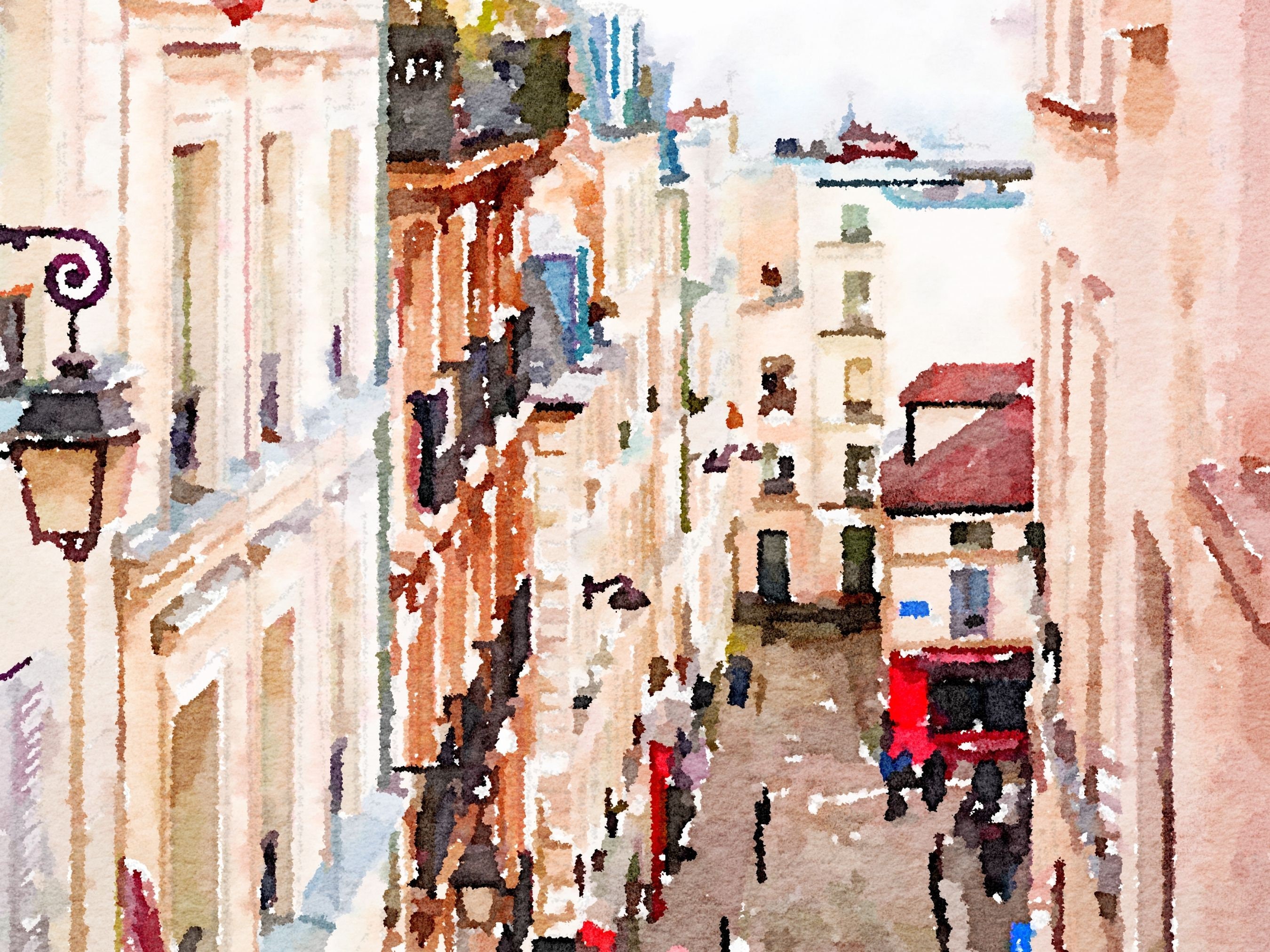 Paris Alley Watercolor Print, France Street View Painting, Eiffel Tower ...