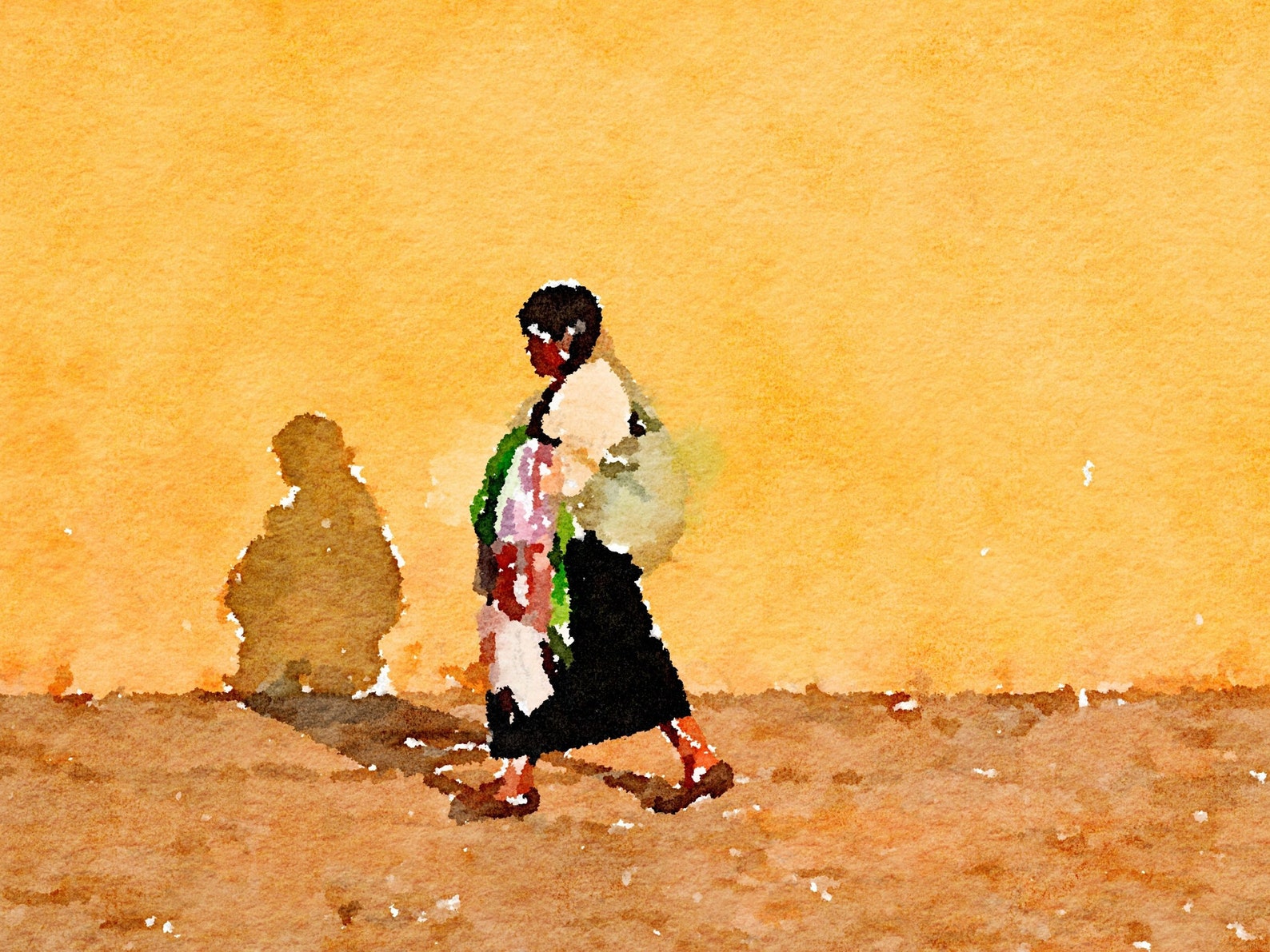 Strong Mexican Mother Watercolor Print Mexico Impressionist | Etsy