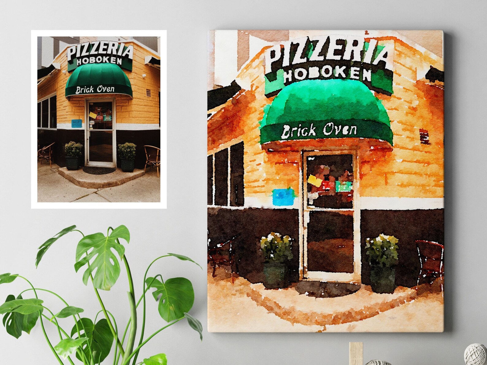 Custom Storefront Watercolor Painting, Personalized Restaurant Painting ...