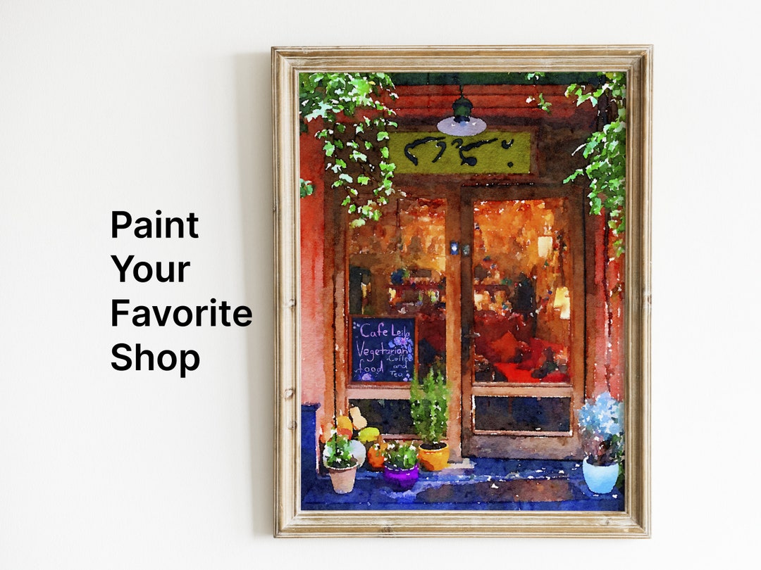 Paint Your Favorite Store & Cafe, Custom Storefront Watercolor Painting ...