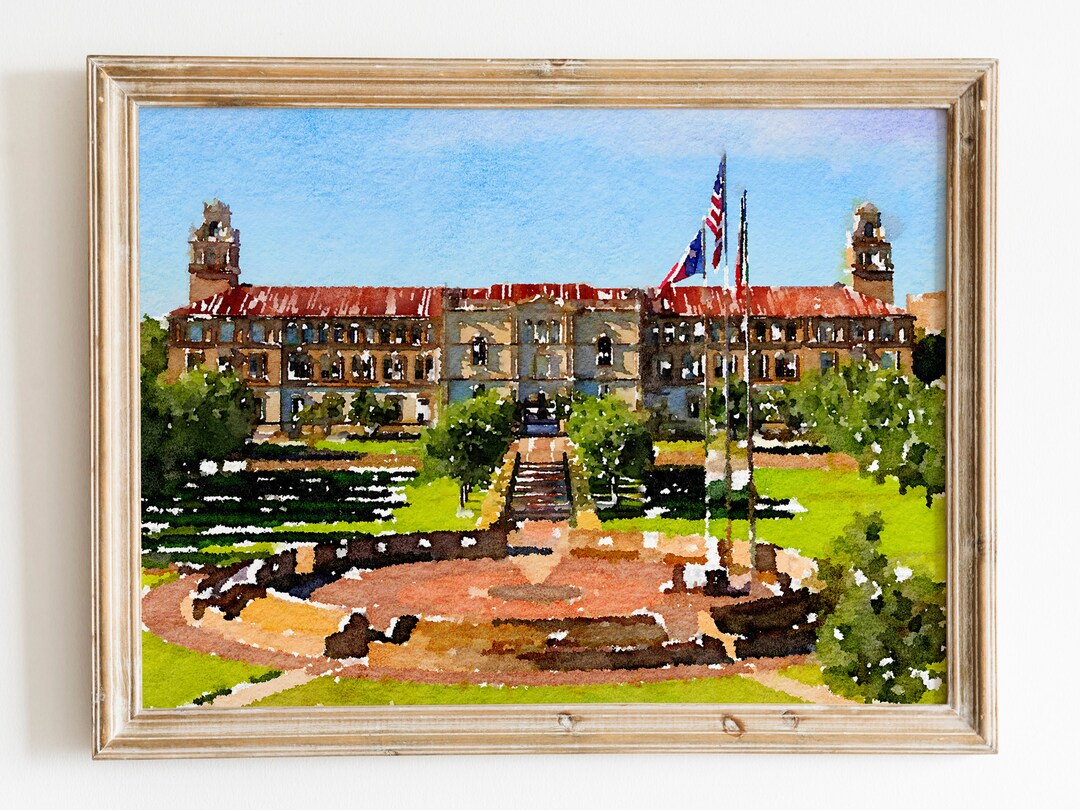 Texas Tech University Watercolor Print, Texas Impressionist Wall Art ...