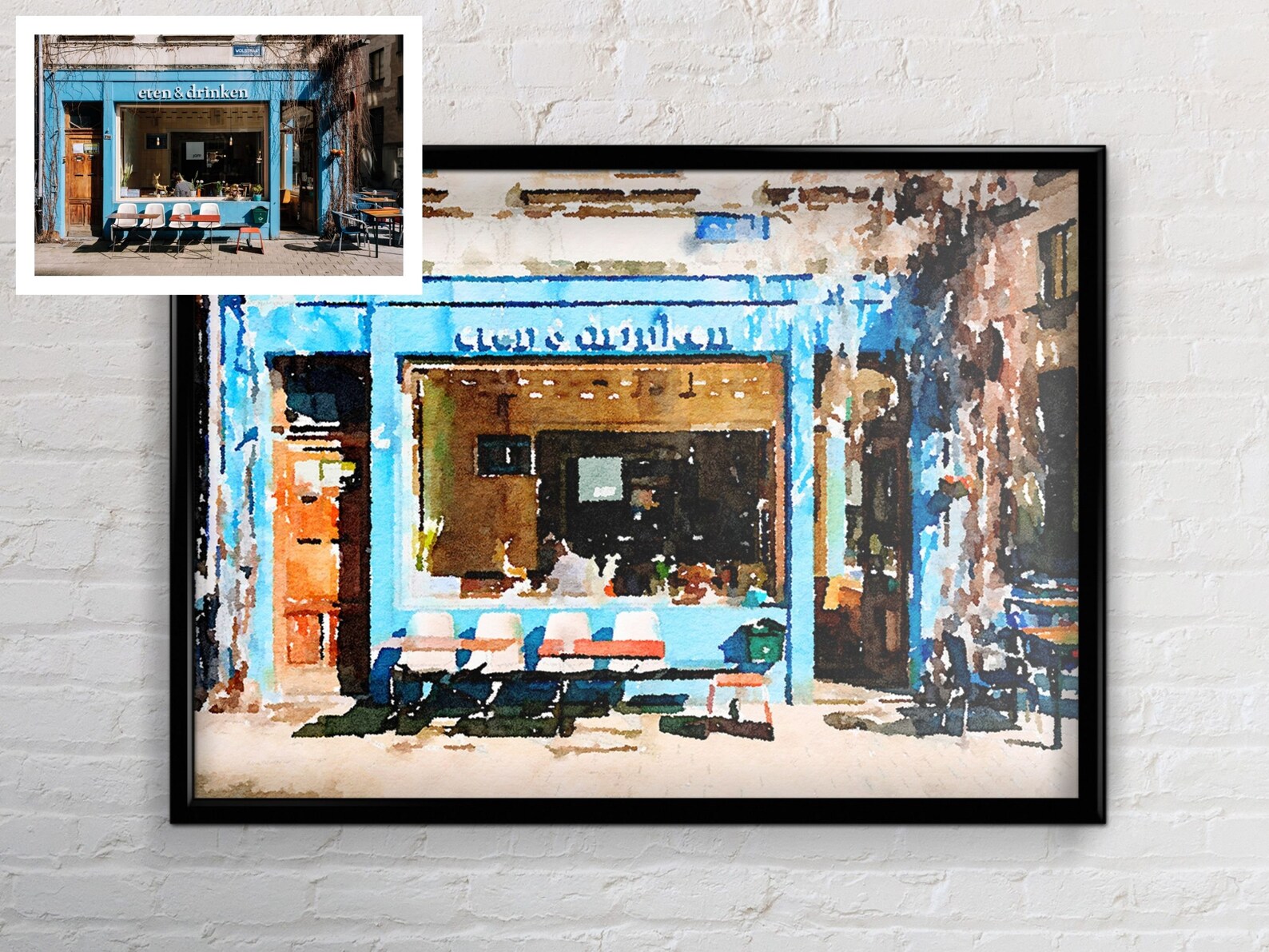 Custom Storefront Watercolor Painting, Personalized Restaurant Painting ...