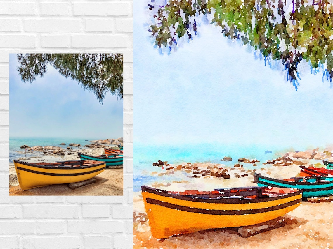 Custom Boat Watercolor Painting Custom Digital Yacht - Etsy