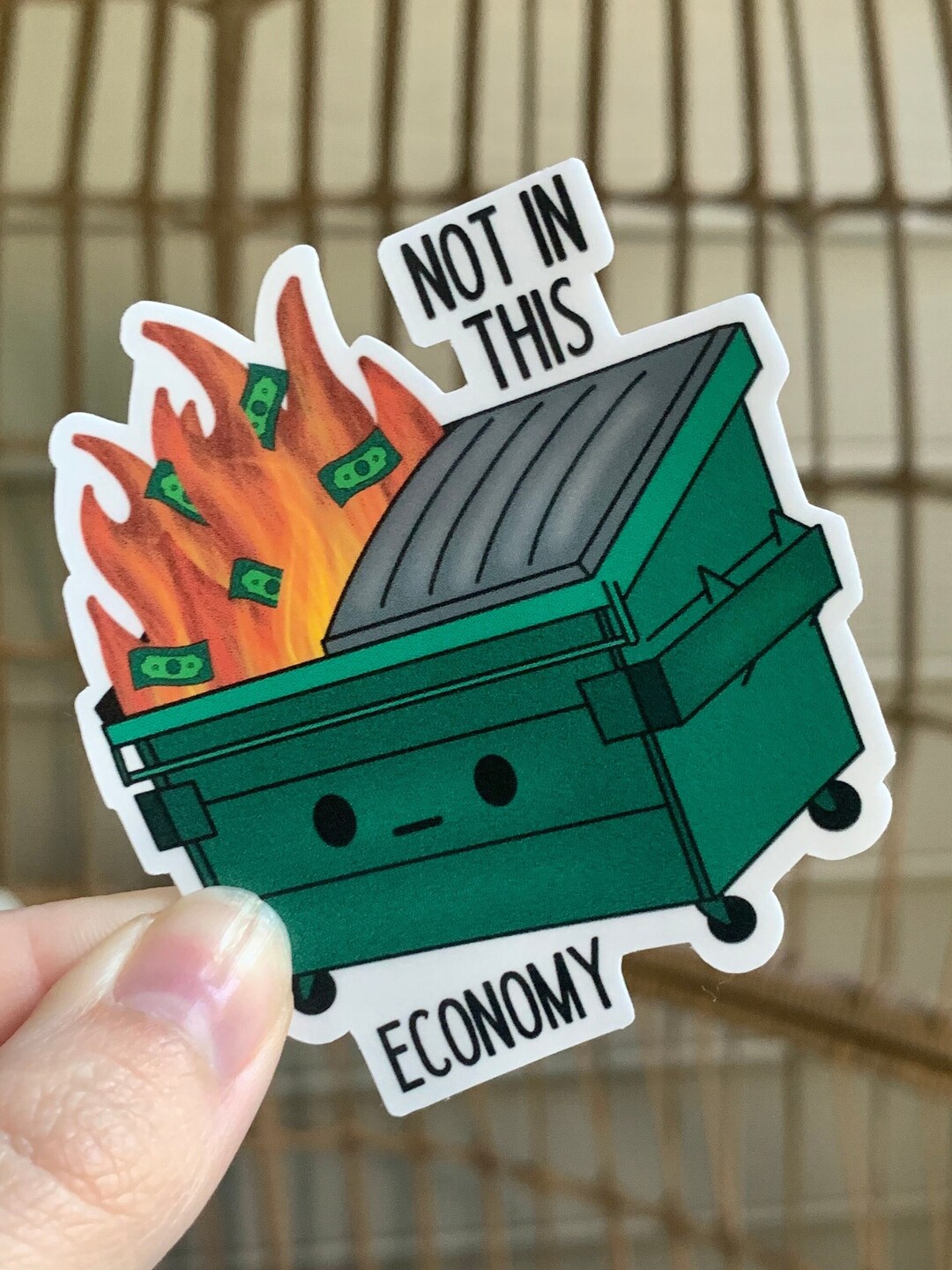 Not in This Economy | Dumpster Fire | Capitalism Vinyl Decal Sticker - Etsy