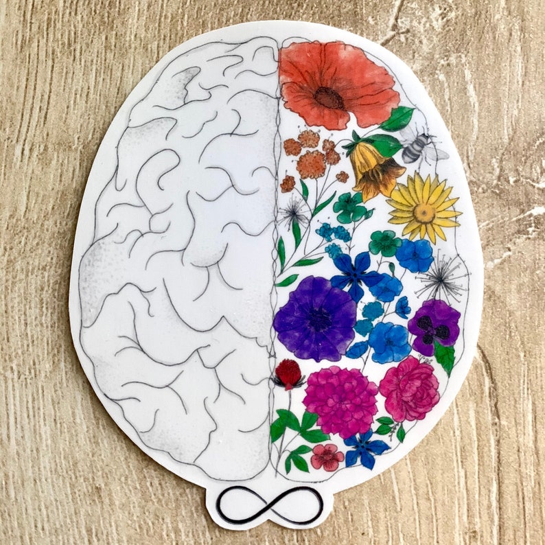 Neurodiversity Autism Acceptance Brain Rainbow Flower Vinyl Decal ...