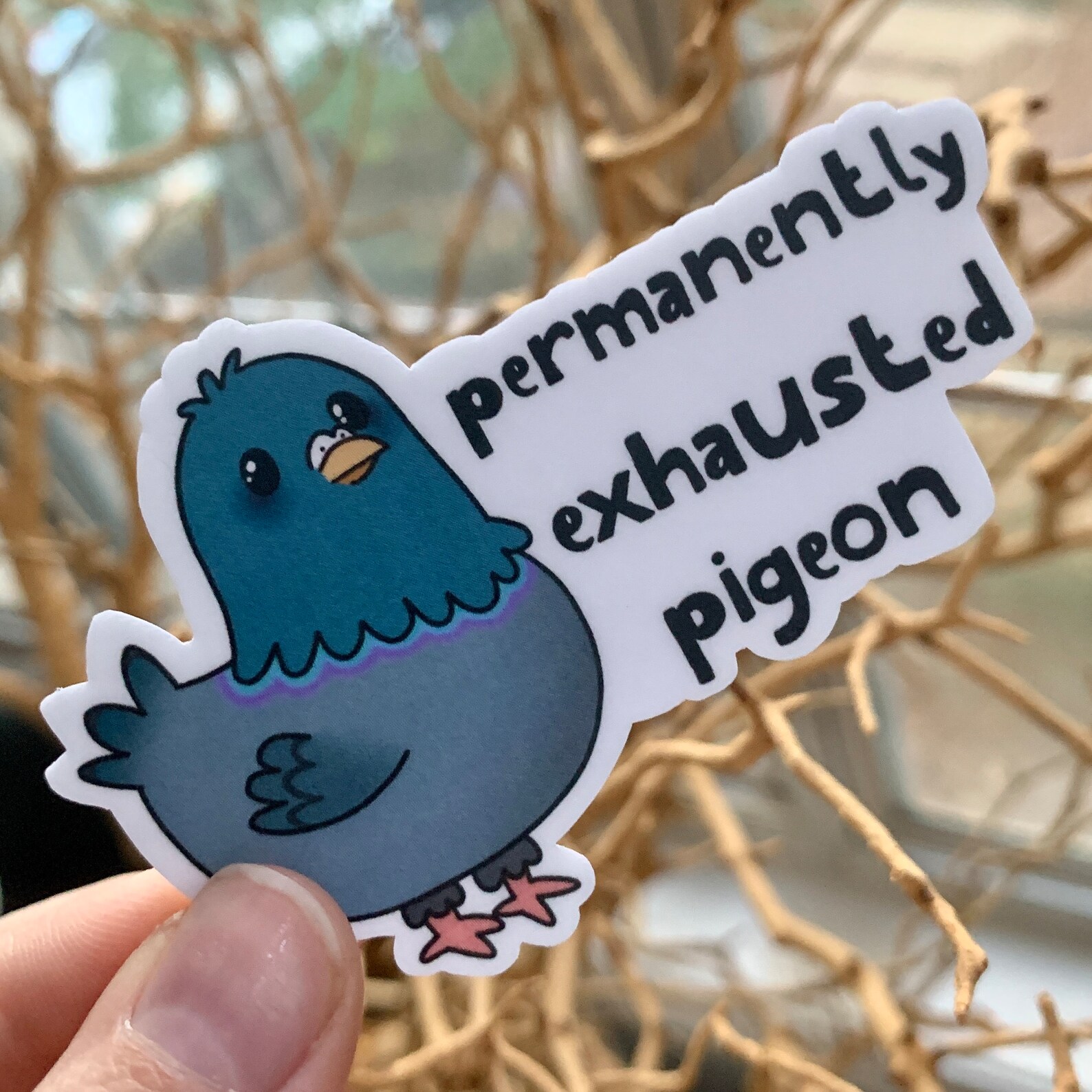 Permanently Exhausted Pigeon Vinyl Decal Sticker| Sleepy| IH - Etsy