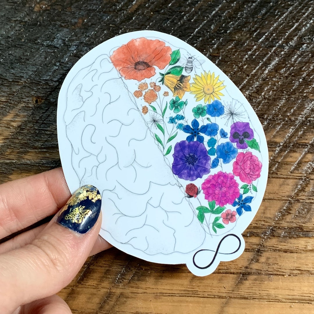 MAGNET Neurodiversity Autism Acceptance Brain Rainbow Flower Vinyl ...