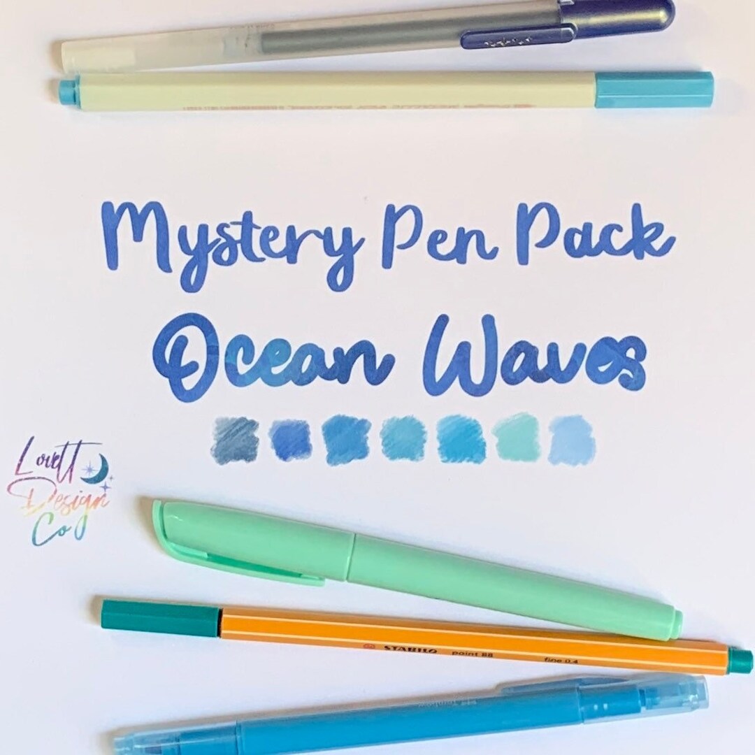 Ocean Waves Blue Mystery Pen Pack (5 Pens) | Pens, Highlighters ...