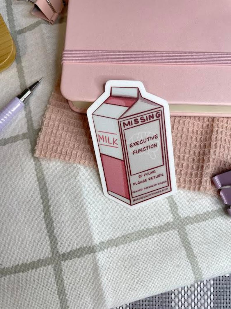Missing Executive Function Milk Carton Sticker - Etsy
