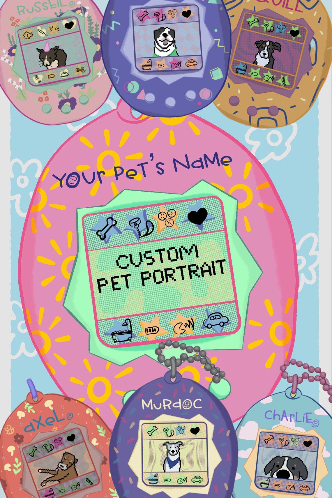 Custom Tamagotchi Style Pet Portraits - Etsy