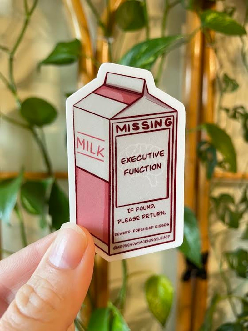 Missing Executive Function Milk Carton Sticker - Etsy
