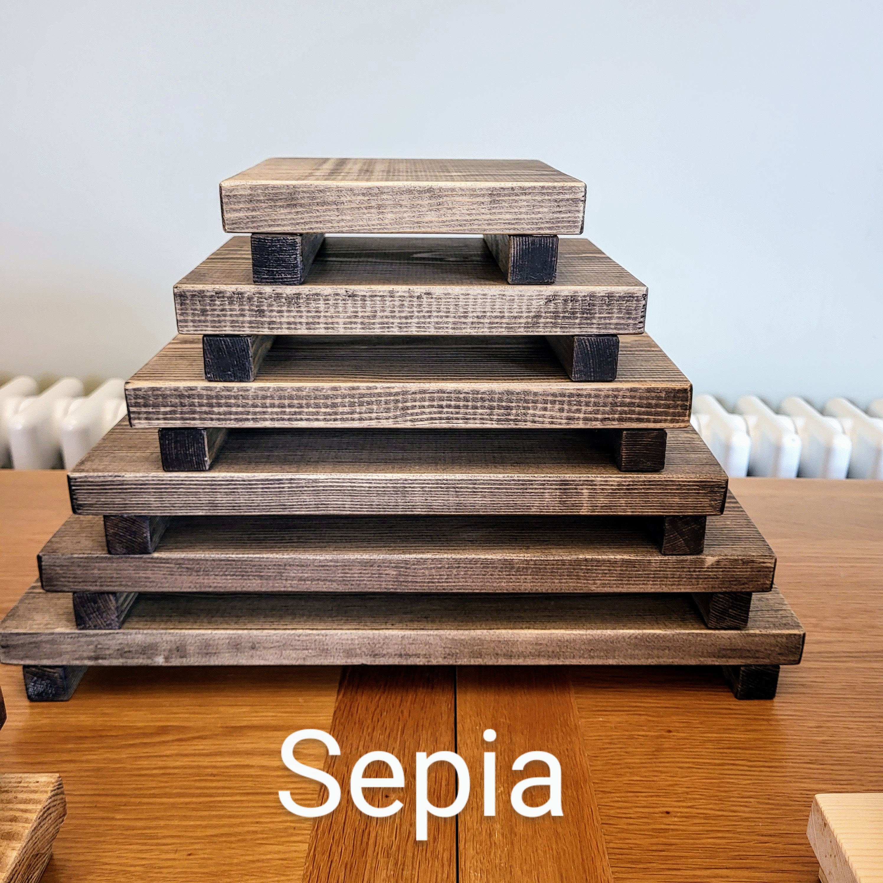 Wooden Table Risers, Countertop Trays, Trestle Tables, Display Shelf ...