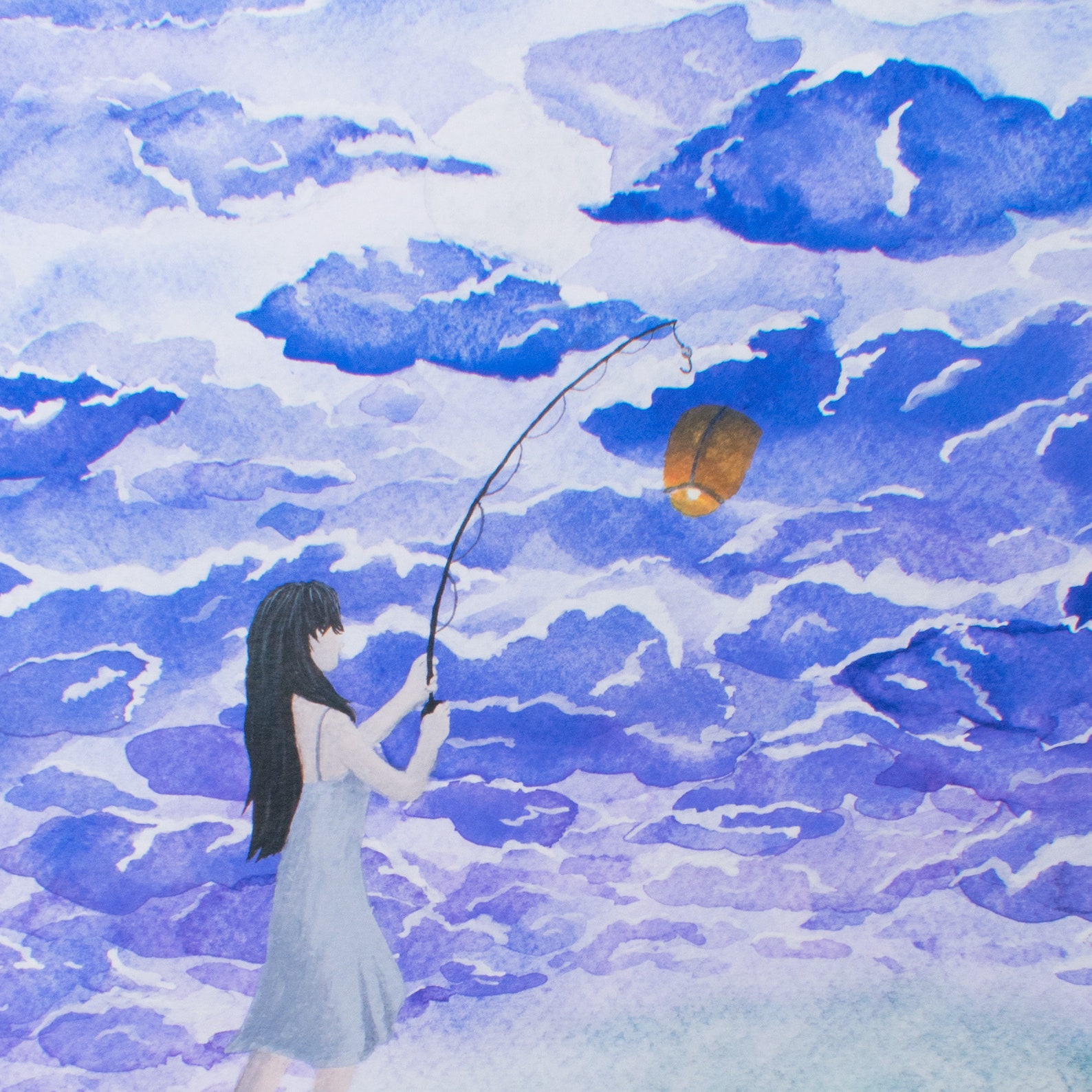 Moonlit Hill Print Dreamy Art Watercolour - Etsy