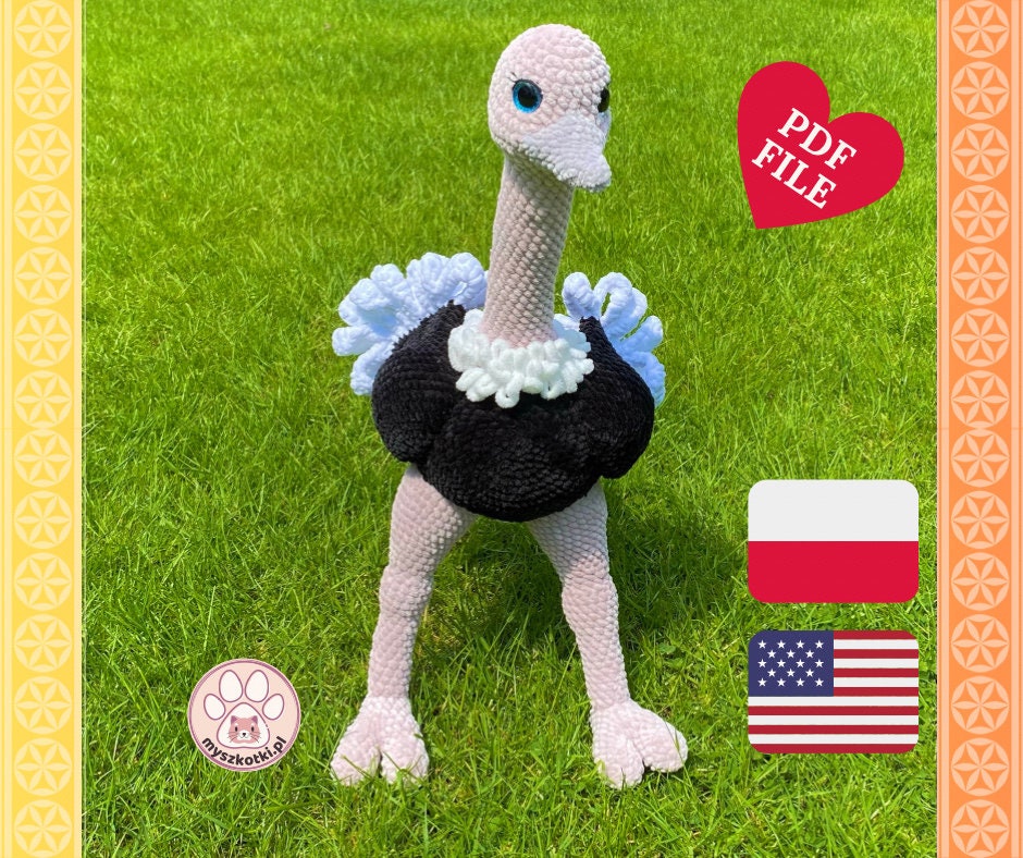 Oscar the Ostrich Amigurumi 25big Bird Ostrich Crochet PATTERN by ...