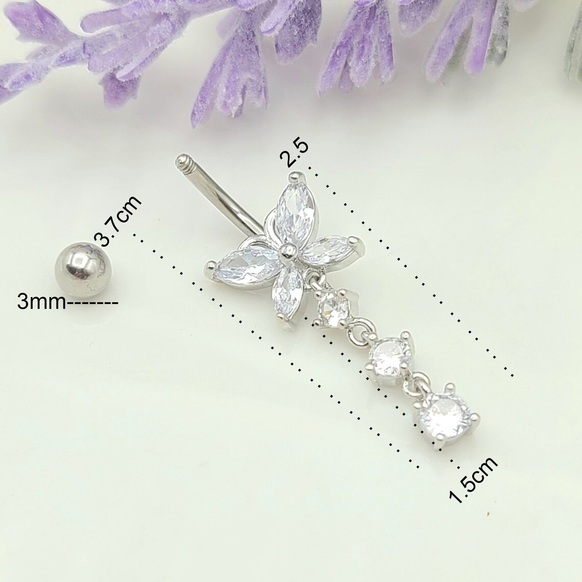 Butterfly Cubic Box Dangle Belly Piercing . Silver Butterfly - Etsy