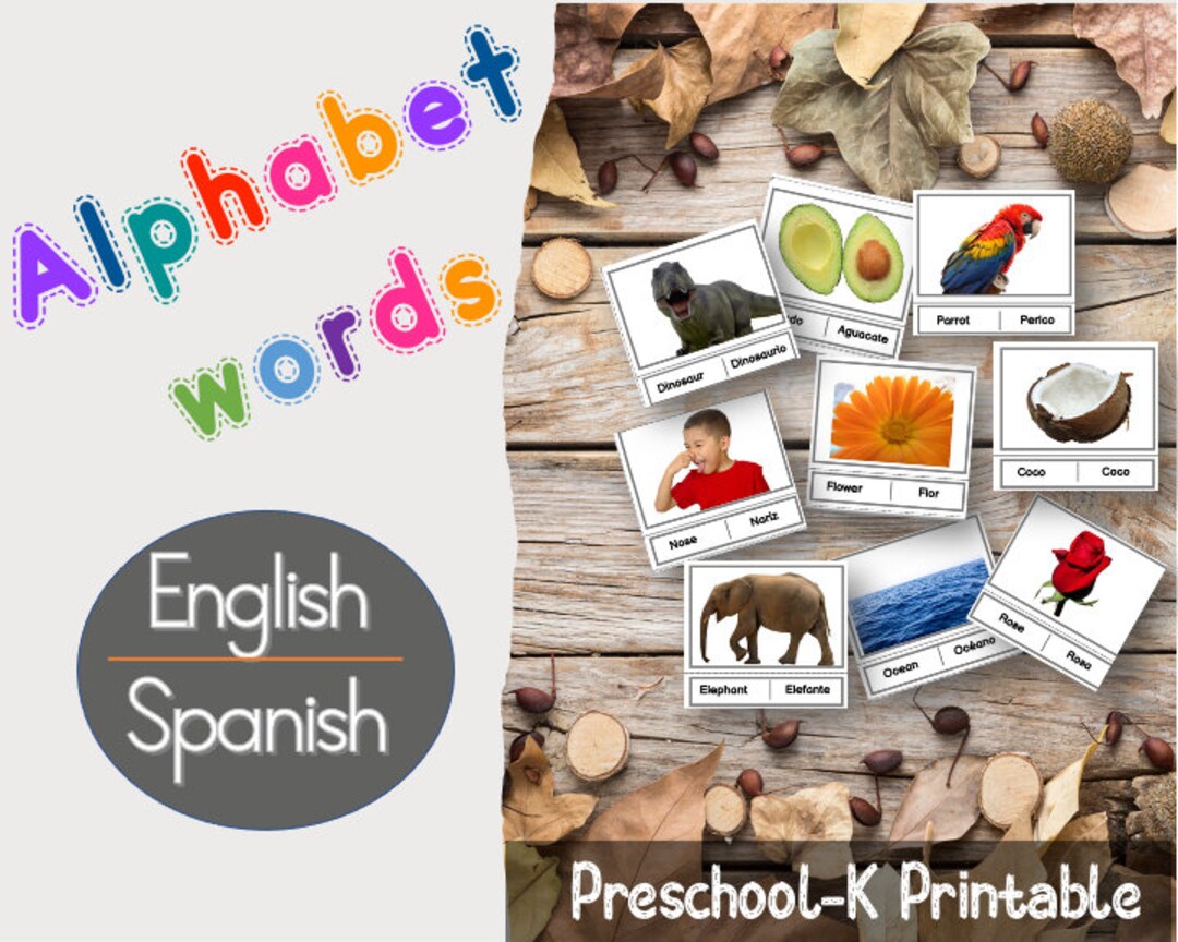English & Spanish - Alphabet Printable (montessori) Bilingual Bilingüe ...