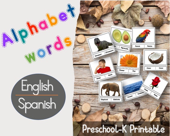 English & Spanish Alphabet Printable montessori Bilingual | Etsy