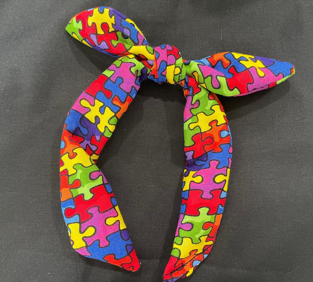 Knotted Headband/ Puzzle Piece/ Autism Awareness - Etsy