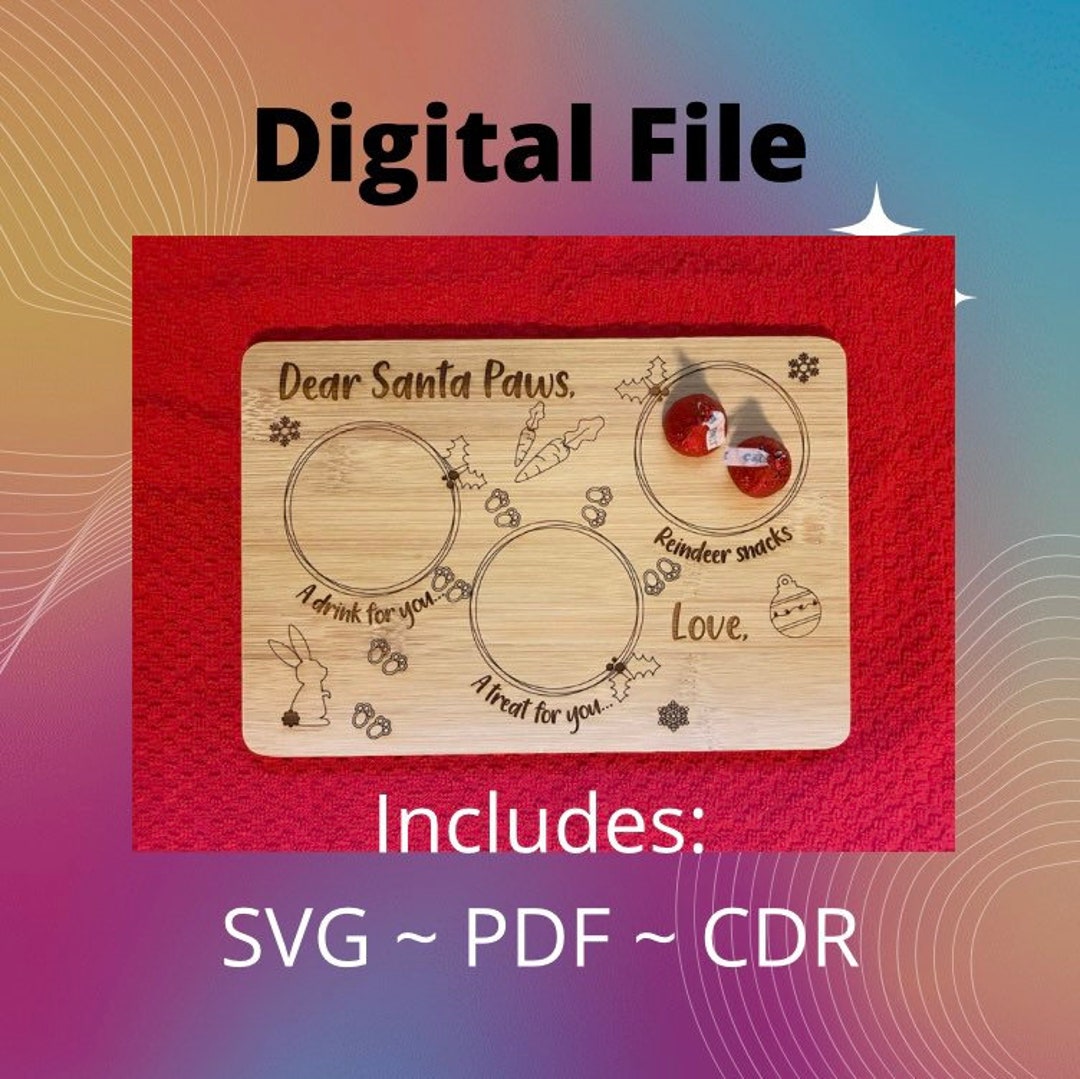 Rabbit Tray, Dear Santa Paws Tray SVG, Cutting Board File, Mini Cutting ...