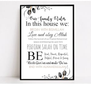 Islamic Home Decor Print, Muslim Family Rules, Islamic Family Rules ...