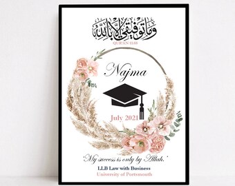 Personalised Islamic Graduation Frame, Aalimah Graduation Gift, Muslim ...