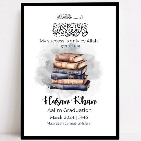 Personalised Islamic Graduation Frame, Aalimah Graduation Gift, Muslim ...