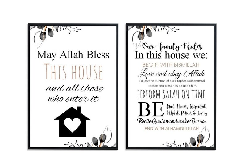 Set of Two Islamic Home Decor Prints, Muslim Family Rules, Islamic ...