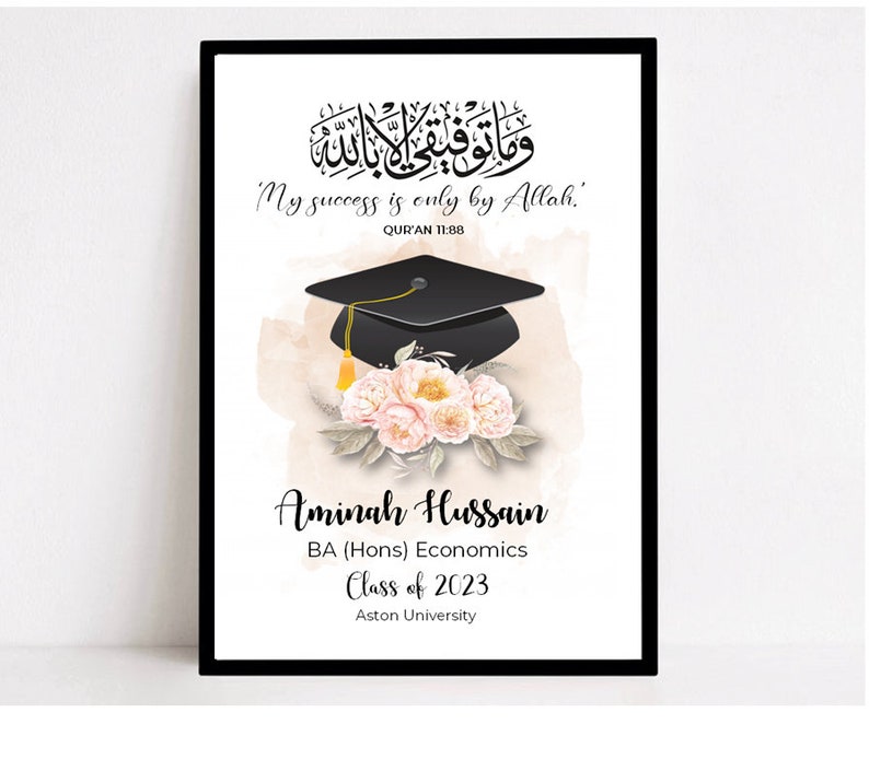 Personalised Islamic Graduation Frame, Islamic Graduation Gift, Muslim ...